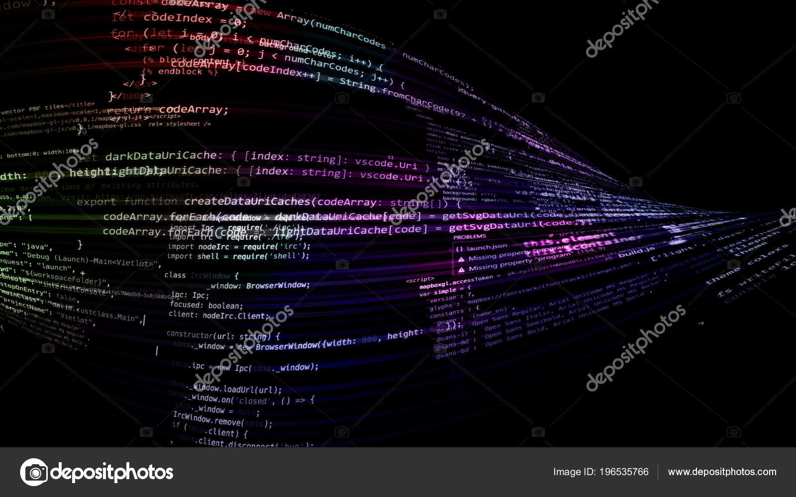 Rendering Abstract Code Virtual Space Computer Code Bent Form Tape — Stock Photo © vitacop ...