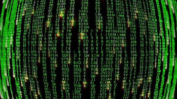 3d rendering abstract blocks of matrix code located in the virtual ...