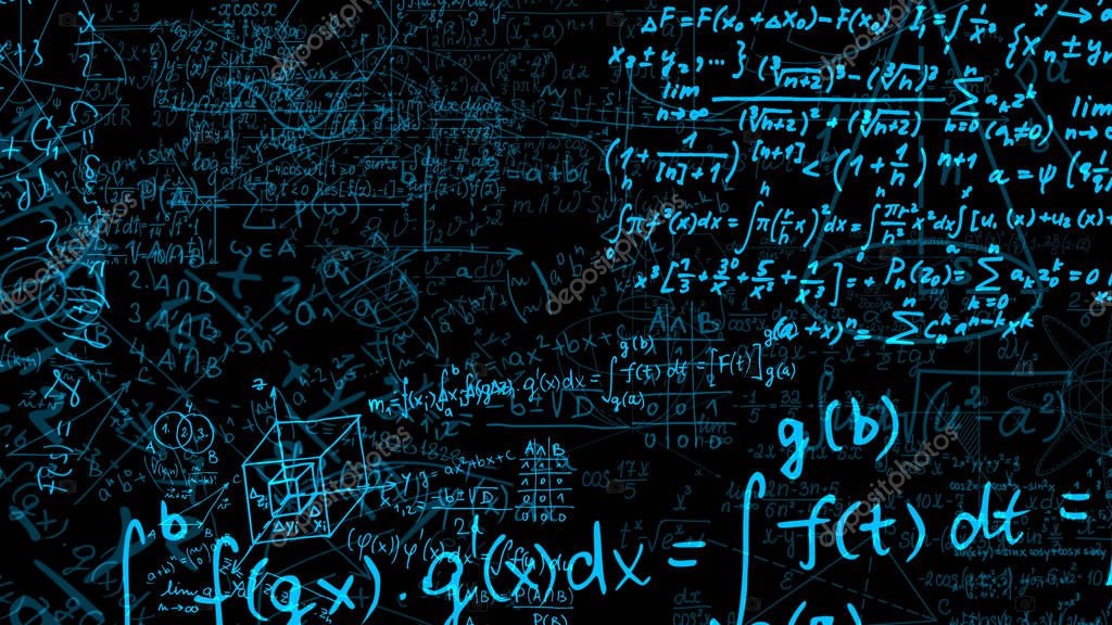Representación 3D de bloques abstractos de fórmulas matemáticas que se ...