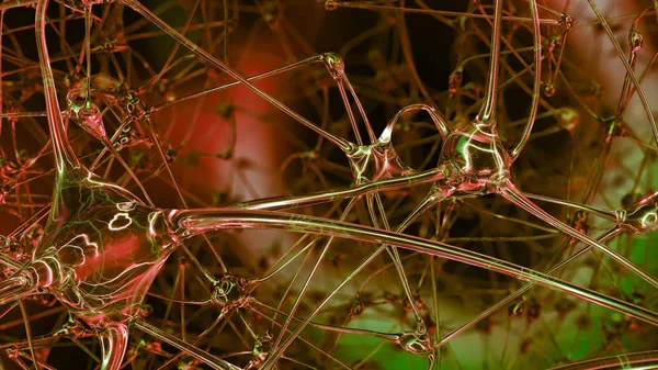 3D rendering of artificial intelligence. Networks of artificial nerve cells and synapses in the ...