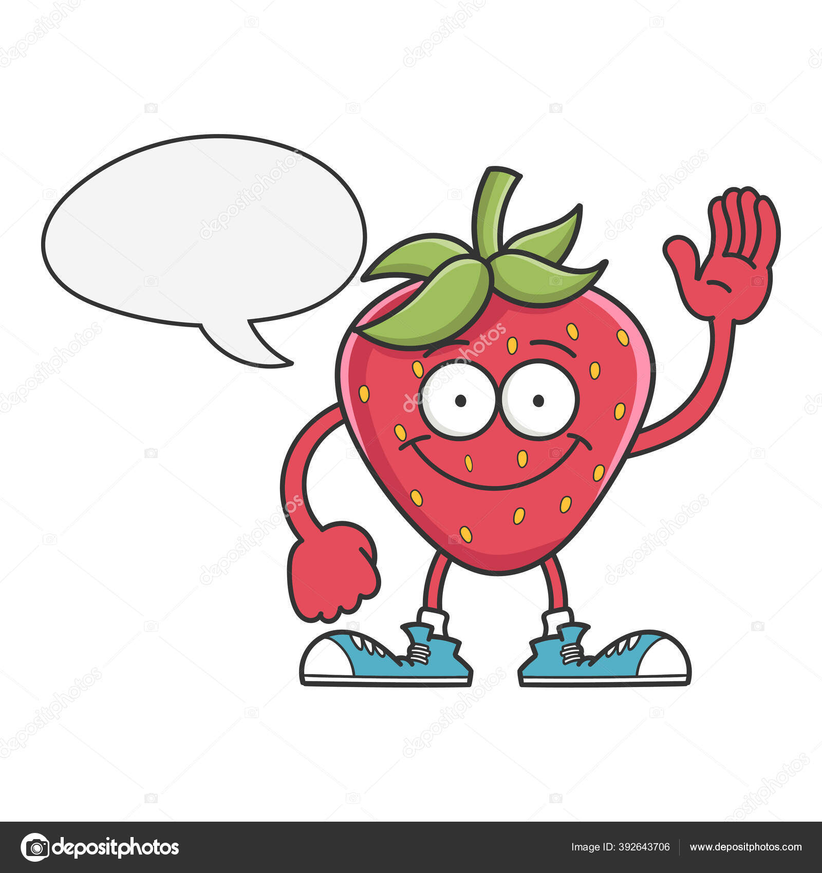 Strawberry Happy Smiling Cartoon Character Isolated White Stock Vector ...