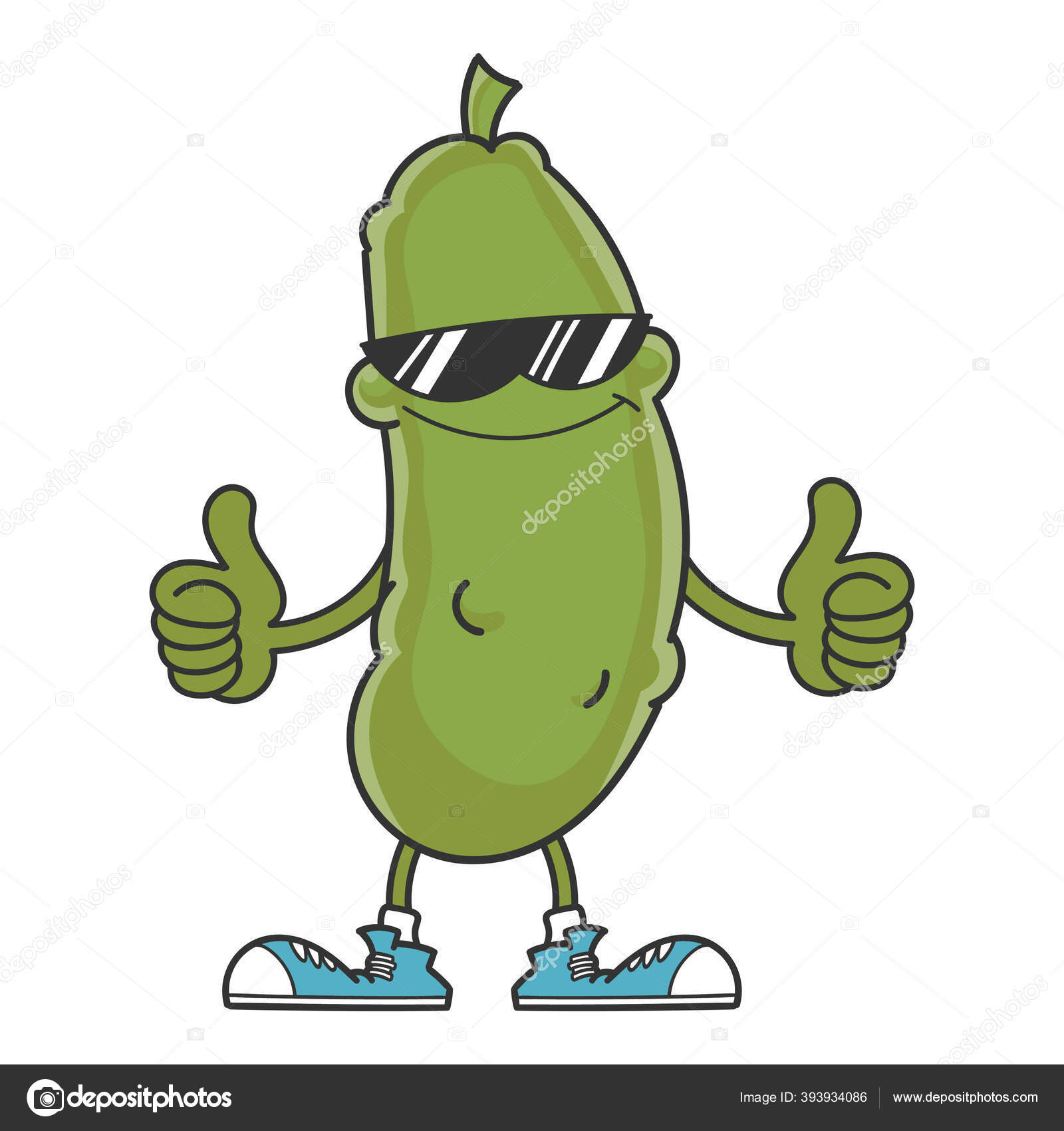 Smiling Pickle Cartoon Sunglasses Character Isolated White Stock Vector ...