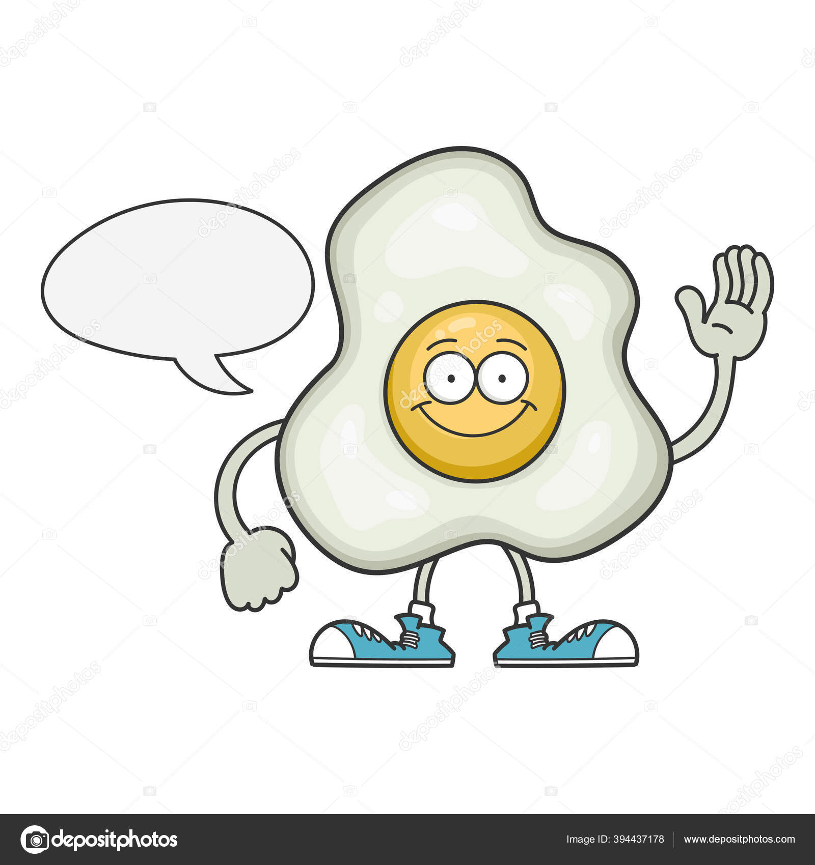 Sonriente Huevo Frito Caricatura Característico Aislado Blanco Vector de stock por ©Mictoon ...