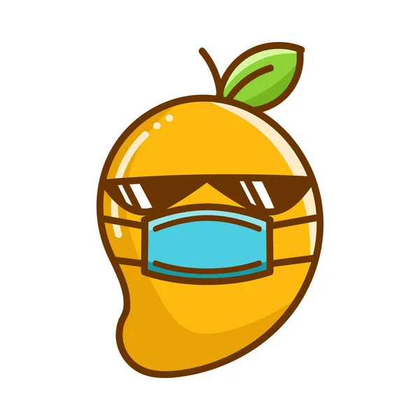 Kawaii Pineapple Wearing Mask Cartoon Illustration Isolated White ...