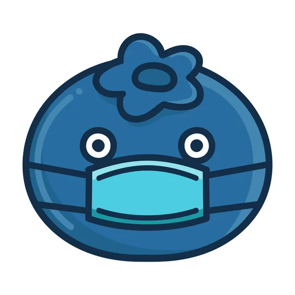 Kawaii Sad Blueberry Cartoon Illustration Isolated White Background ...