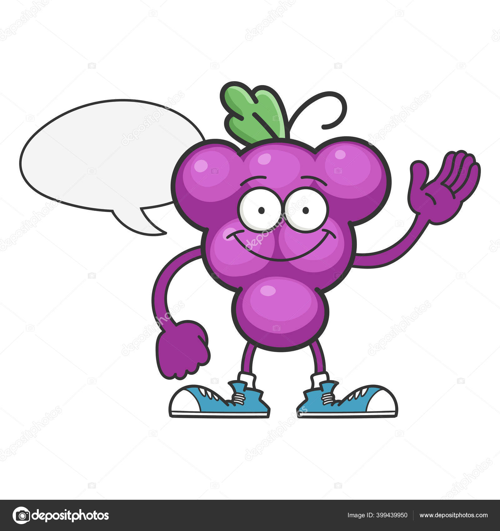 Smiling Purple Grape Cartoon Character Isolated White Background Stock ...