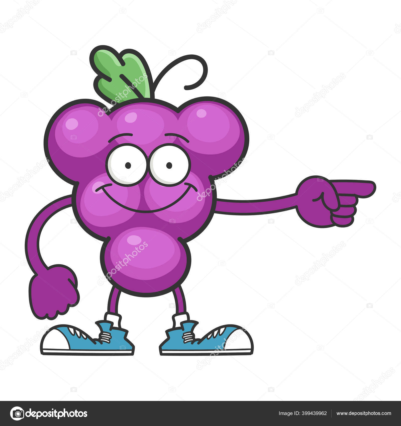 Smiling Purple Grape Cartoon Character Isolated White Background Stock ...