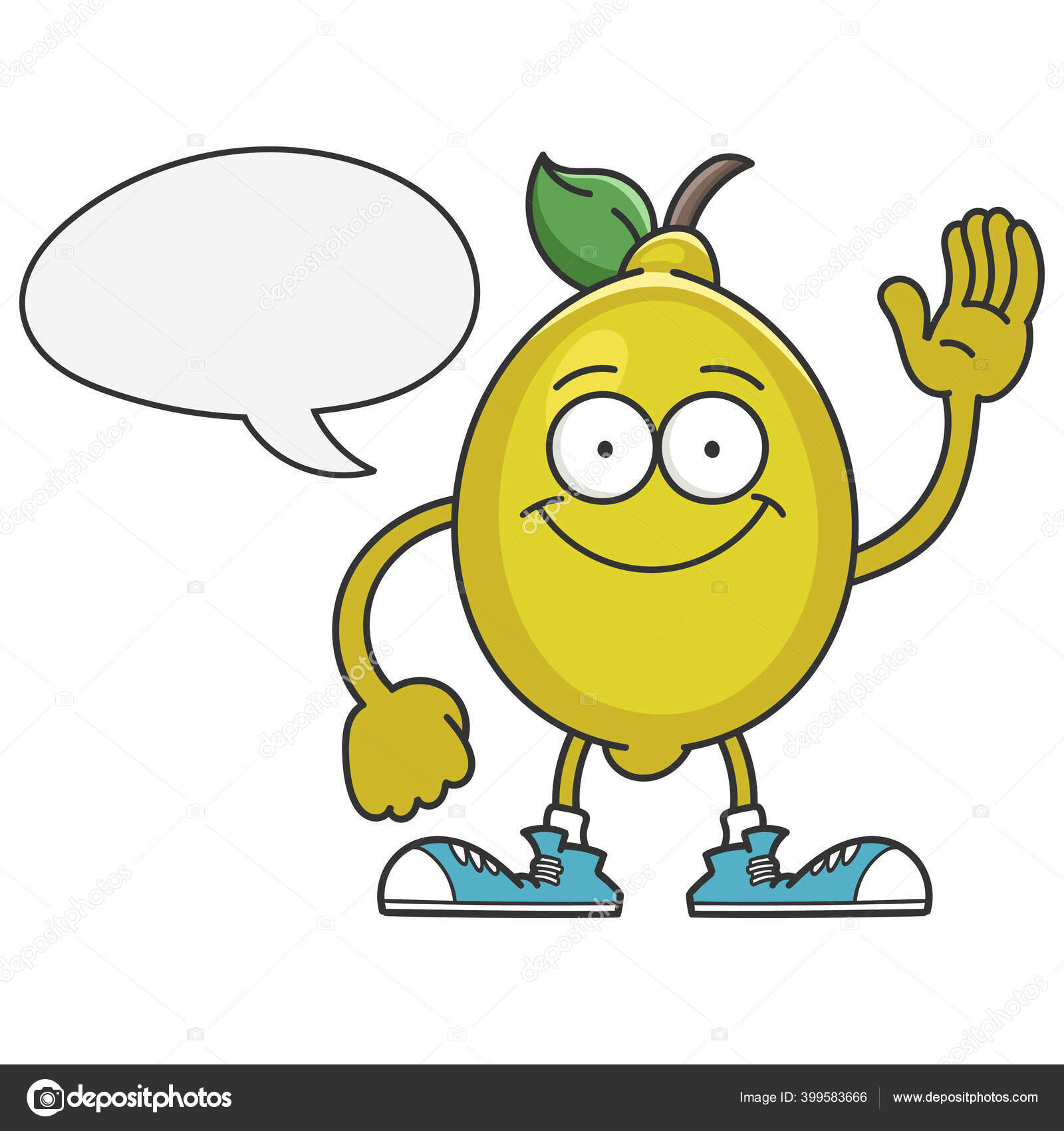 Sonriente Limón Fruta Caricatura Carácter Aislado Sobre Fondo Blanco ...