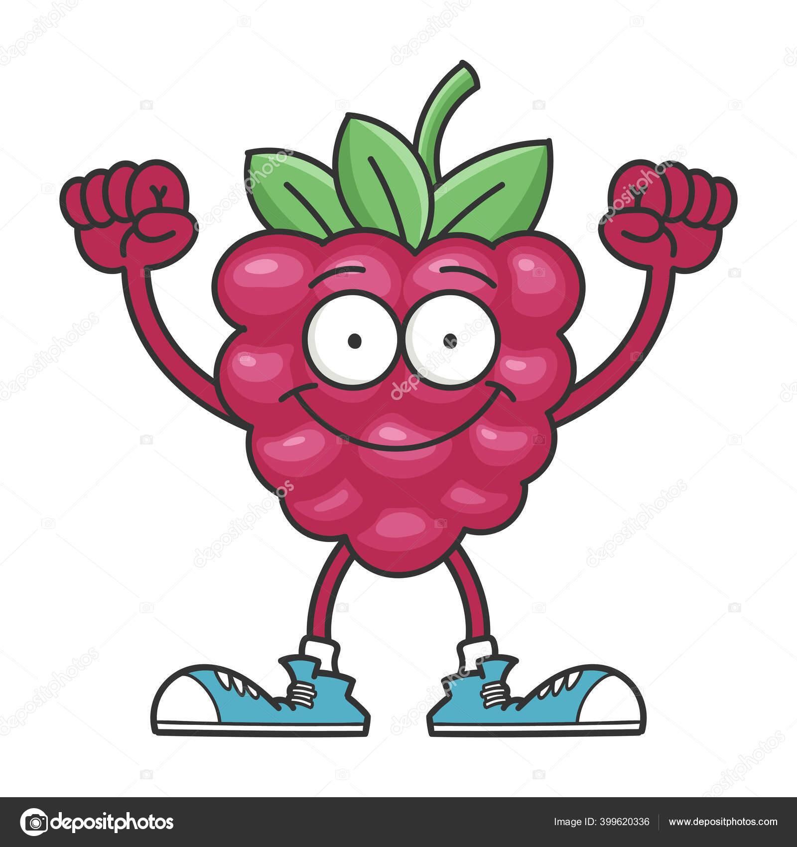 Smiling Raspberry Fruit Cartoon Character Isolated White Background ...