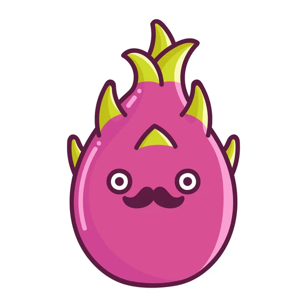 Kawaii Mustache Lemon Fruit Cartoon Illustration Isolated White ...