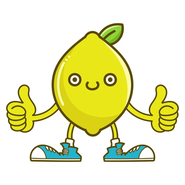Kawaii Mustache Lemon Fruit Cartoon Illustration Isolated White ...