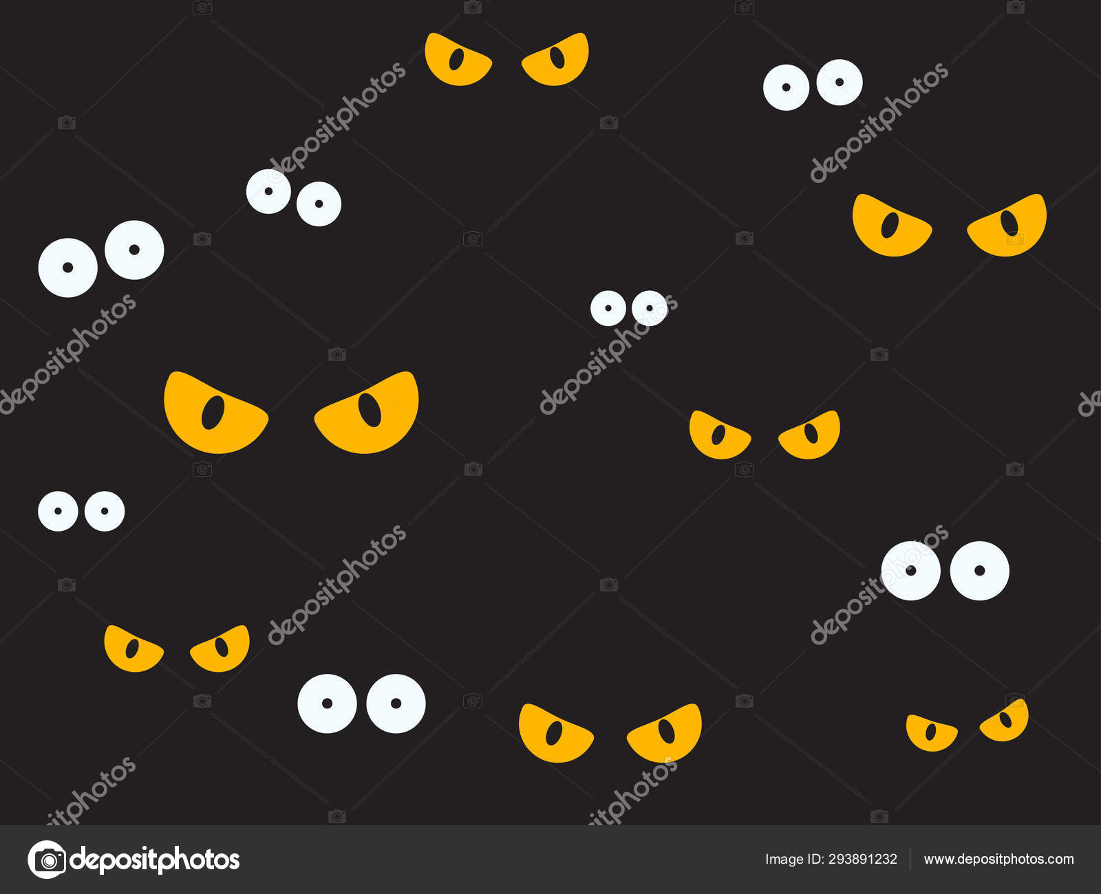 Vector Illustration Spooky Eyes Dark Background Halloween Background ...
