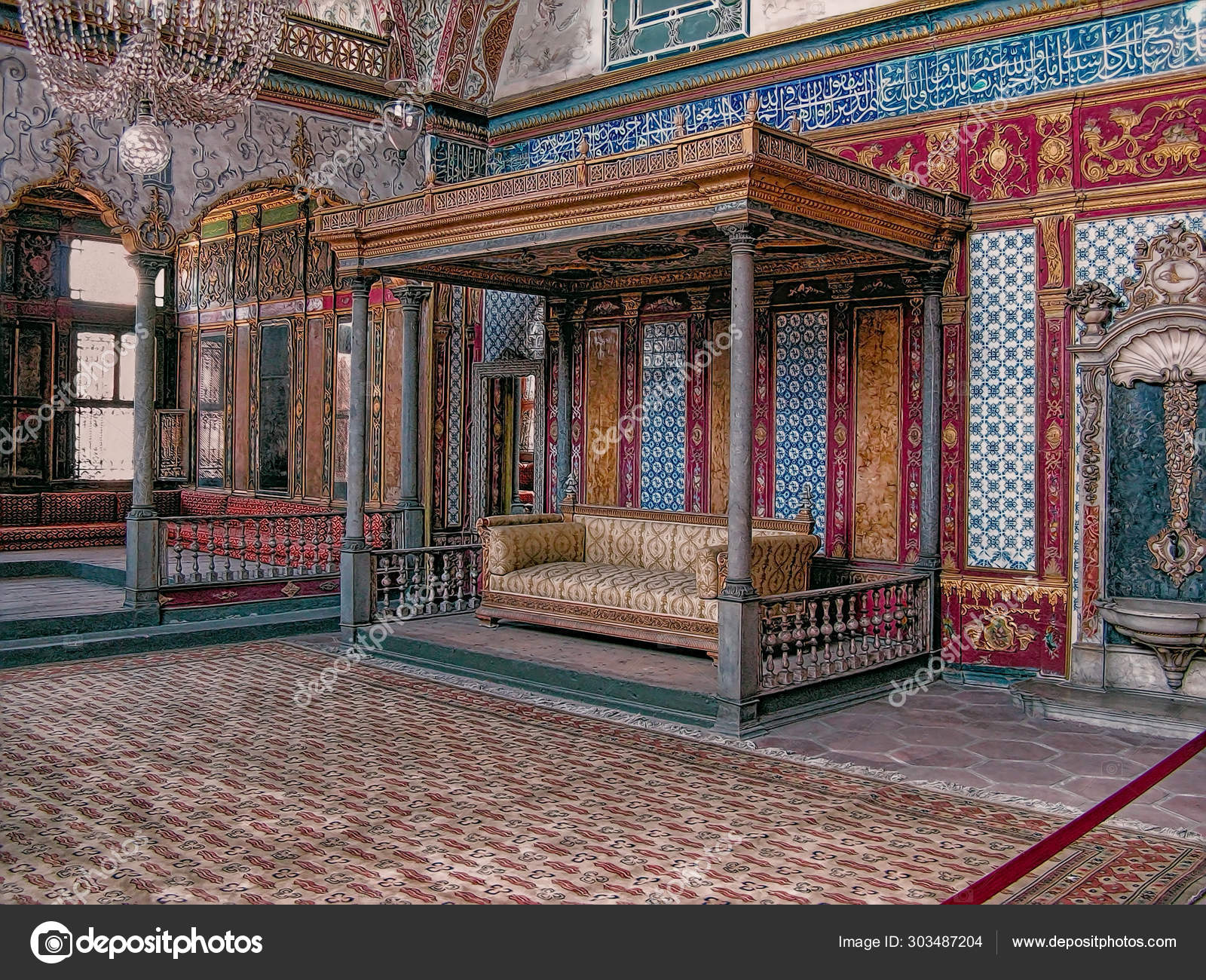 Topkapi Palace from Ottoman Empire times Throne of the Sultan in Stock ...