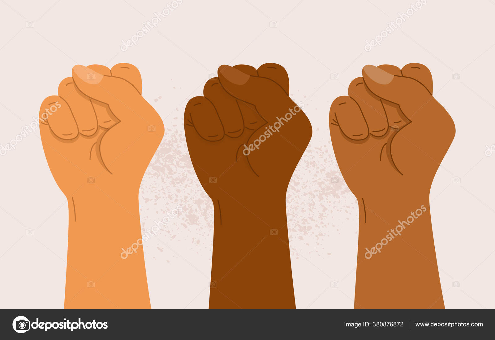 People Different Nationalities Races Raise Fists Protest Stop Racism ...