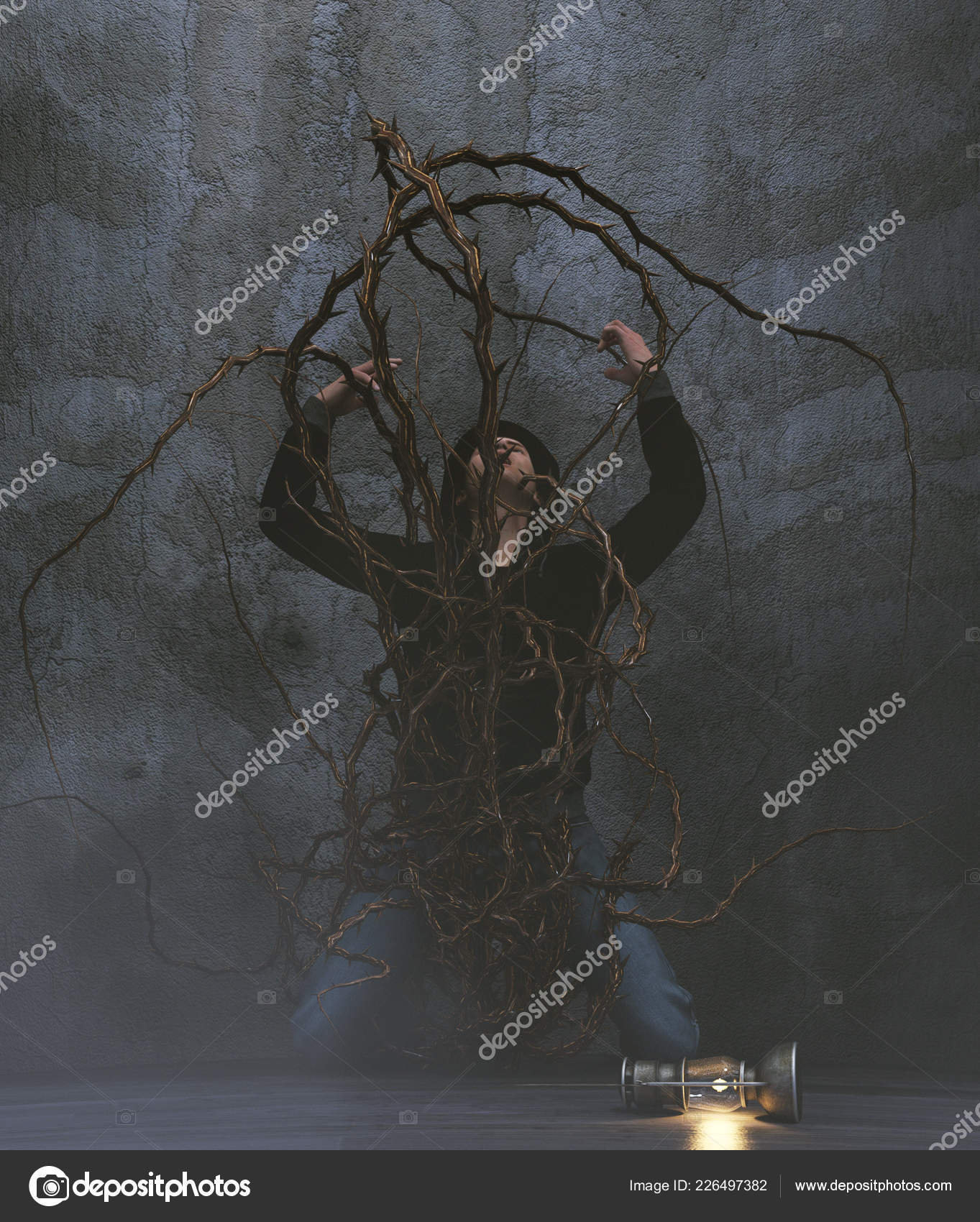Stranger Being Attack Ghost Brambles Dark Room Rendering — Stock Photo ...