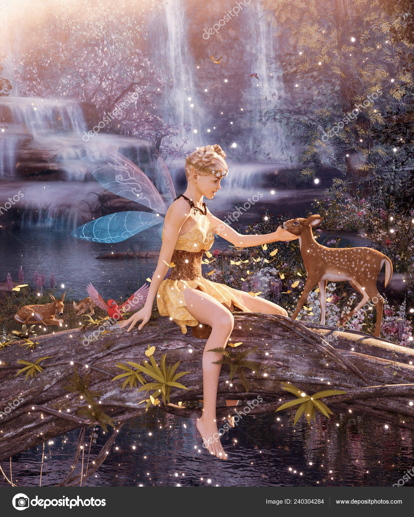 Fantasy Little Pixie Mythical Forest Illustration Book Cover Book ...