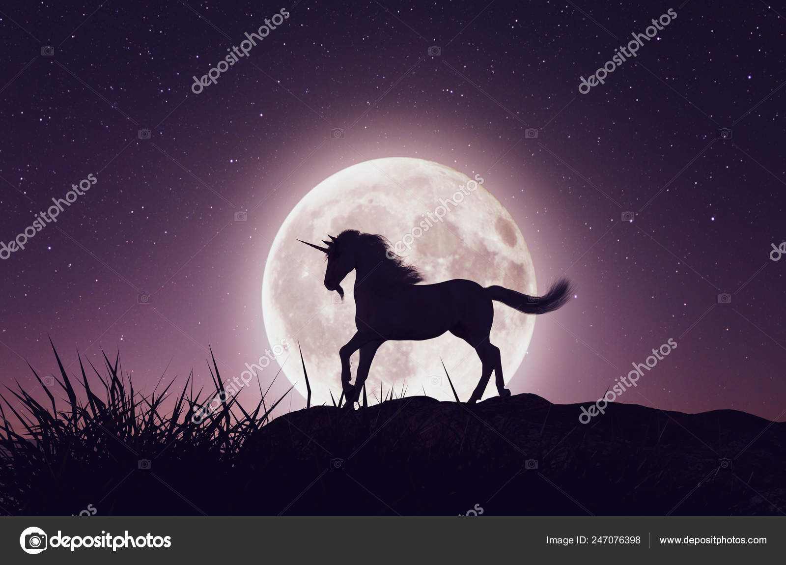 Unicorn Moonlight Rendering — Stock Photo © lighthouse #247076398