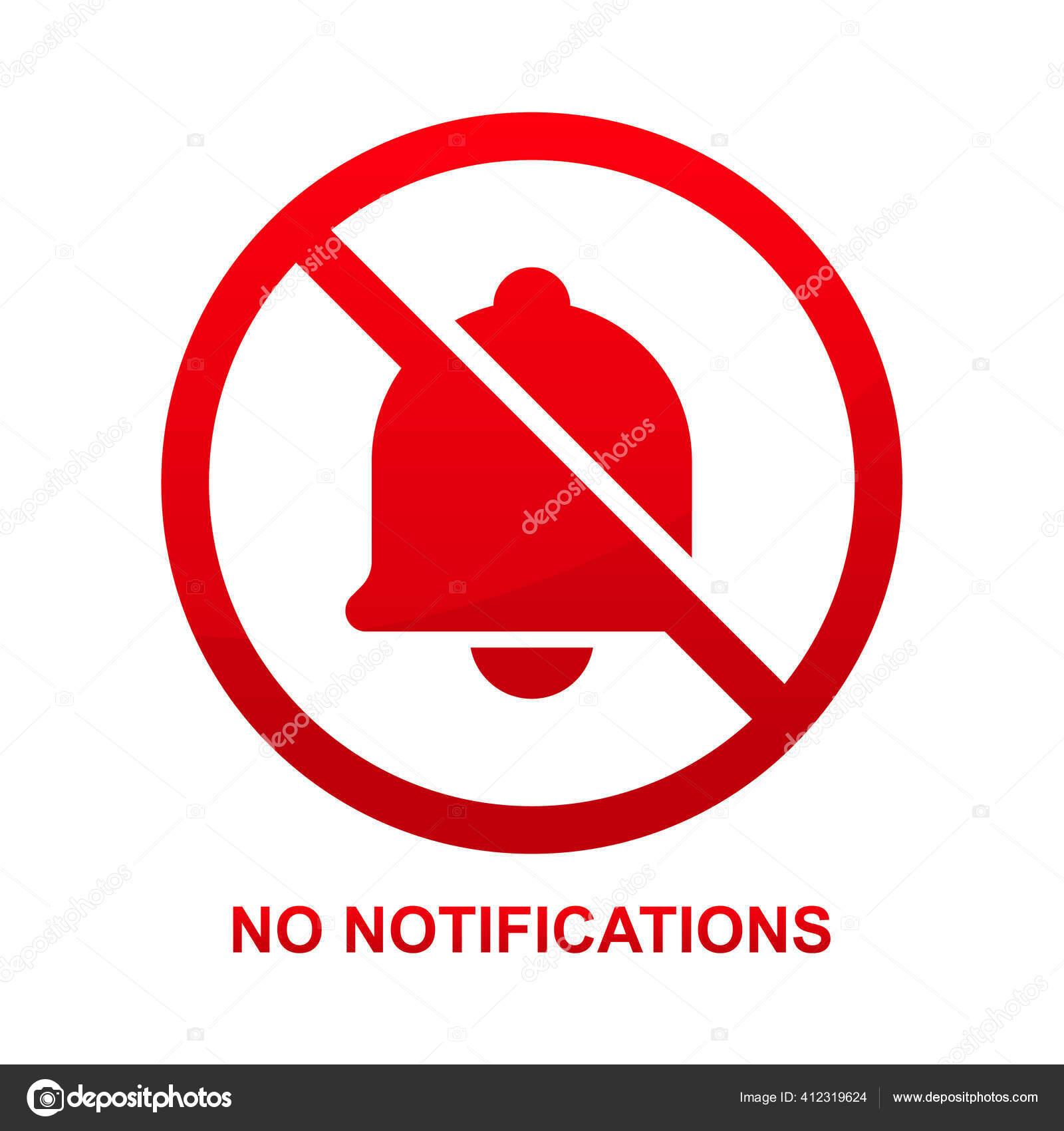 Notifications Sign Isolated White Background Vector Illustration Stock ...