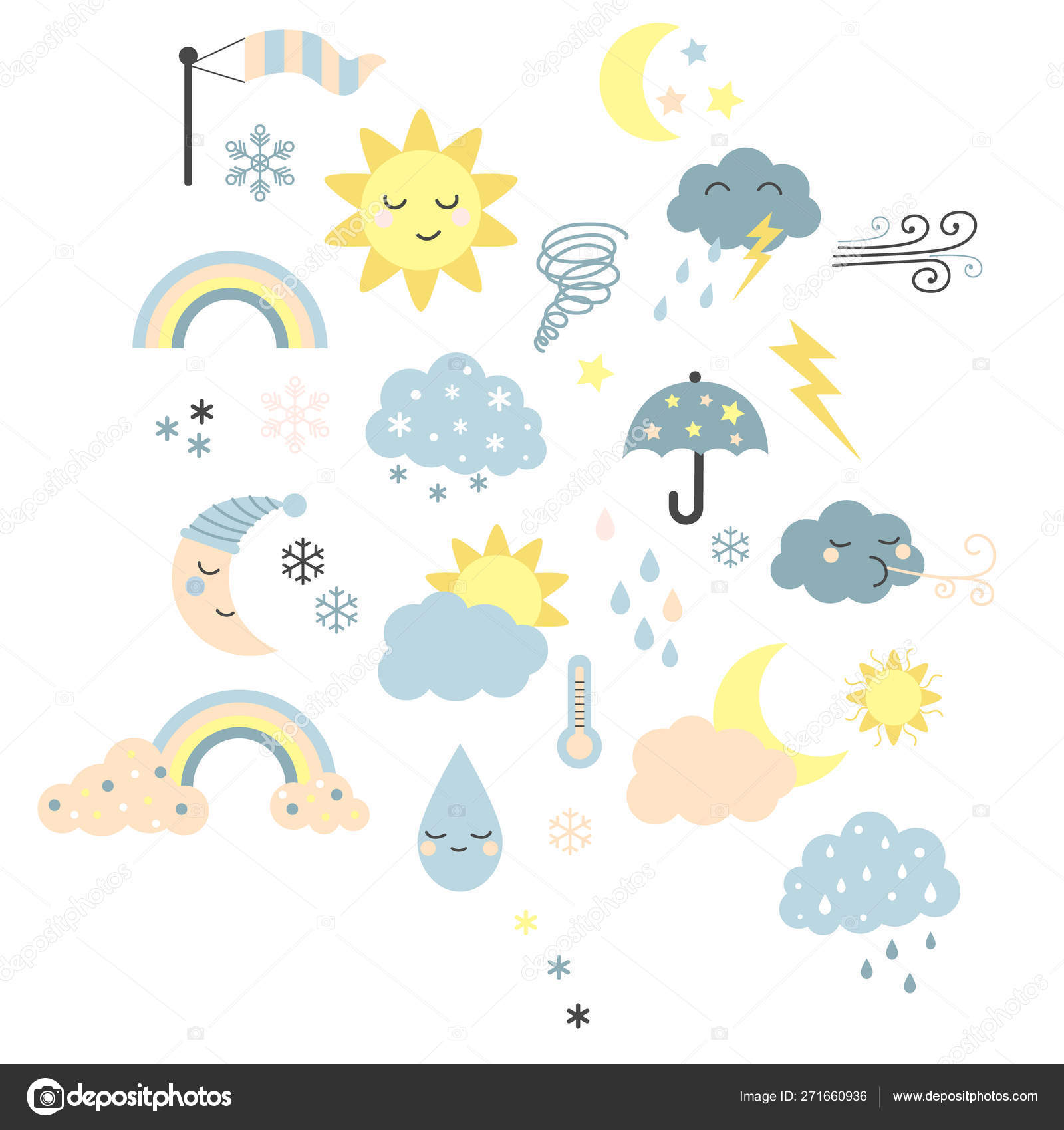 Weather pattern flat illustration on white Stock Vector Image by ...