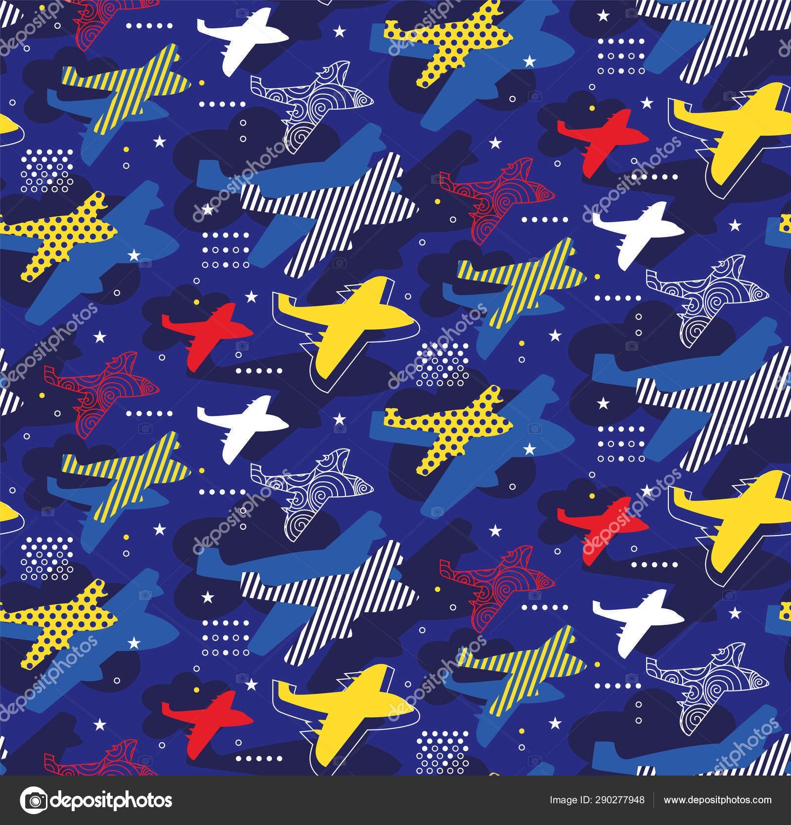Airplanes seamless pattern geometric style design Stock Vector by ...