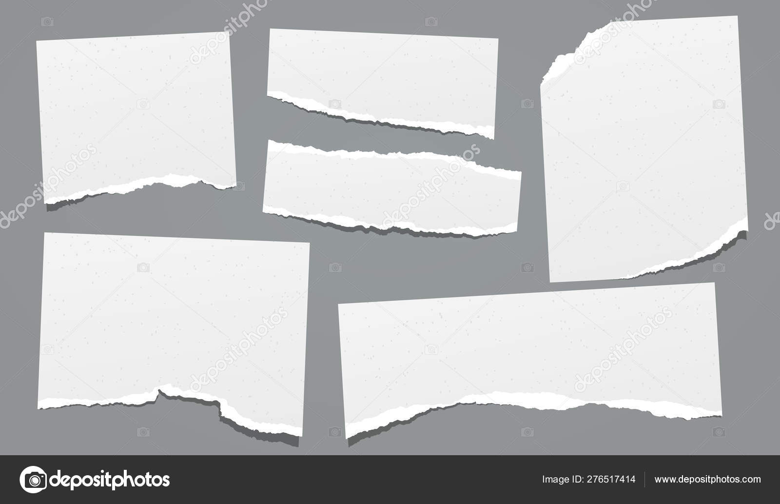 Ripped, torn note, notebook grainy paper strips, copybook sheet stuck ...