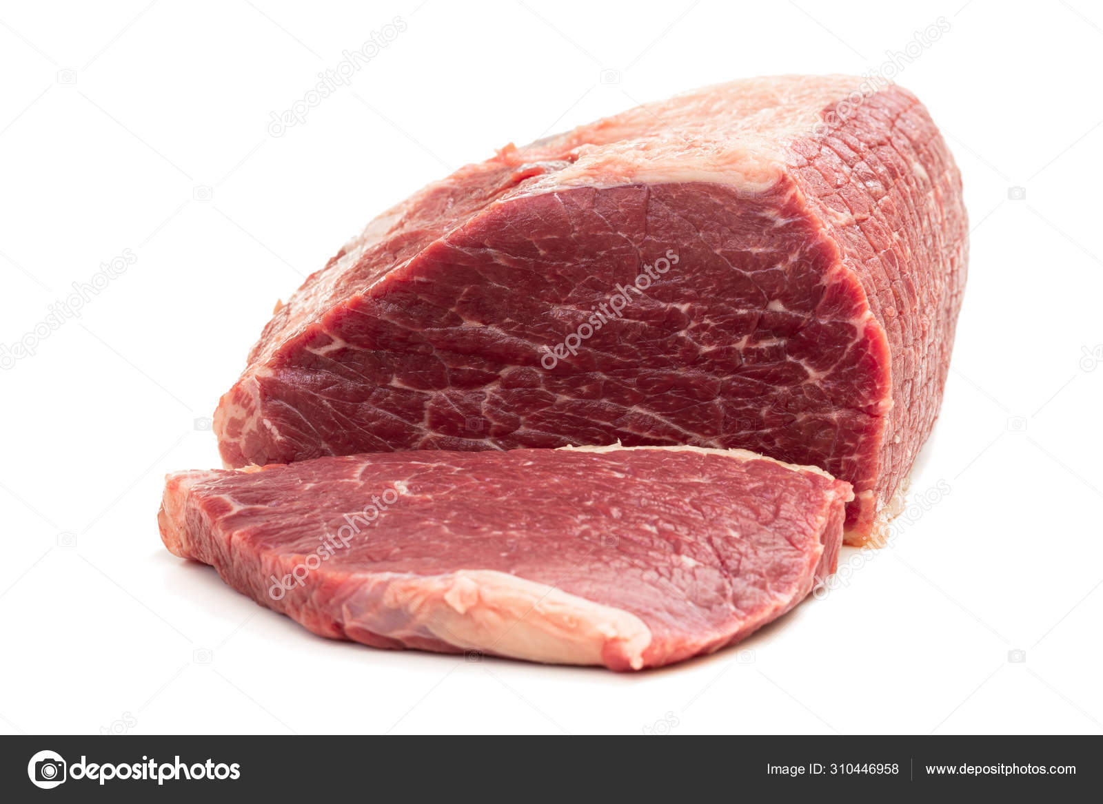 Fresh raw meat beef slice isolated on white background Stock Photo by ...