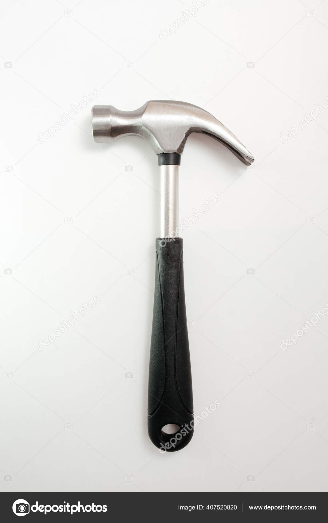 Hammer on a white background. View from above. Home repair and mending ...