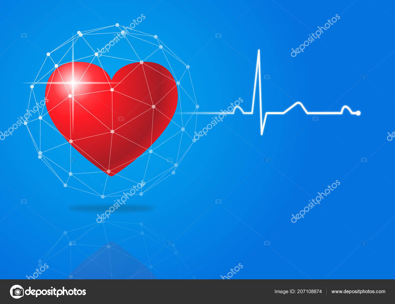 Heart Beat Heart Rate Pulse Vector Design Blue Background — Stock ...