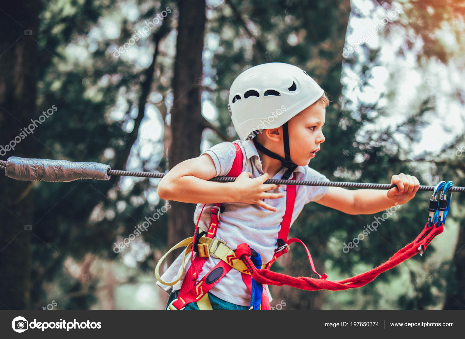 Little Boy Climbing Adventure Activity Park Helmet Safety Equipment ...