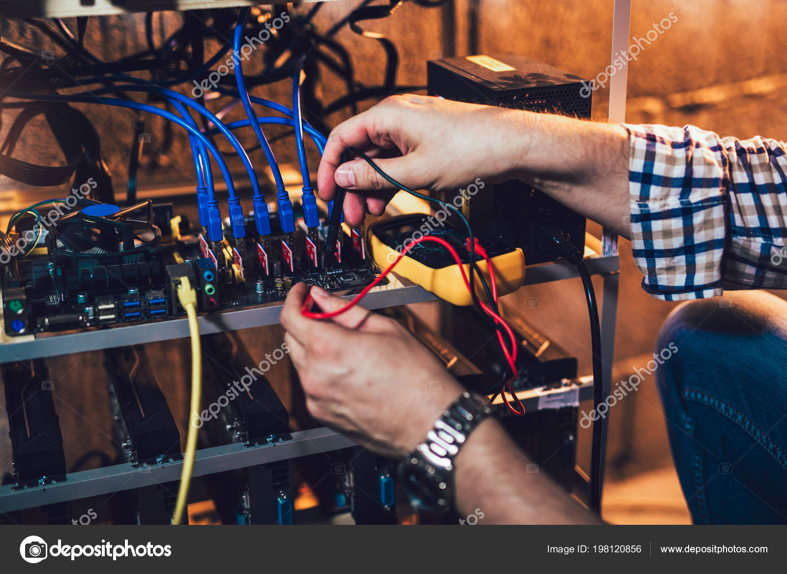 Programmer Configuring Hardware Bitcoin Mining Stock Photo by ...