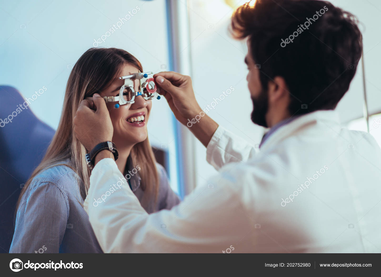Optometrist Checking Patient Eyesight Vision Correction Stock Photo by ...