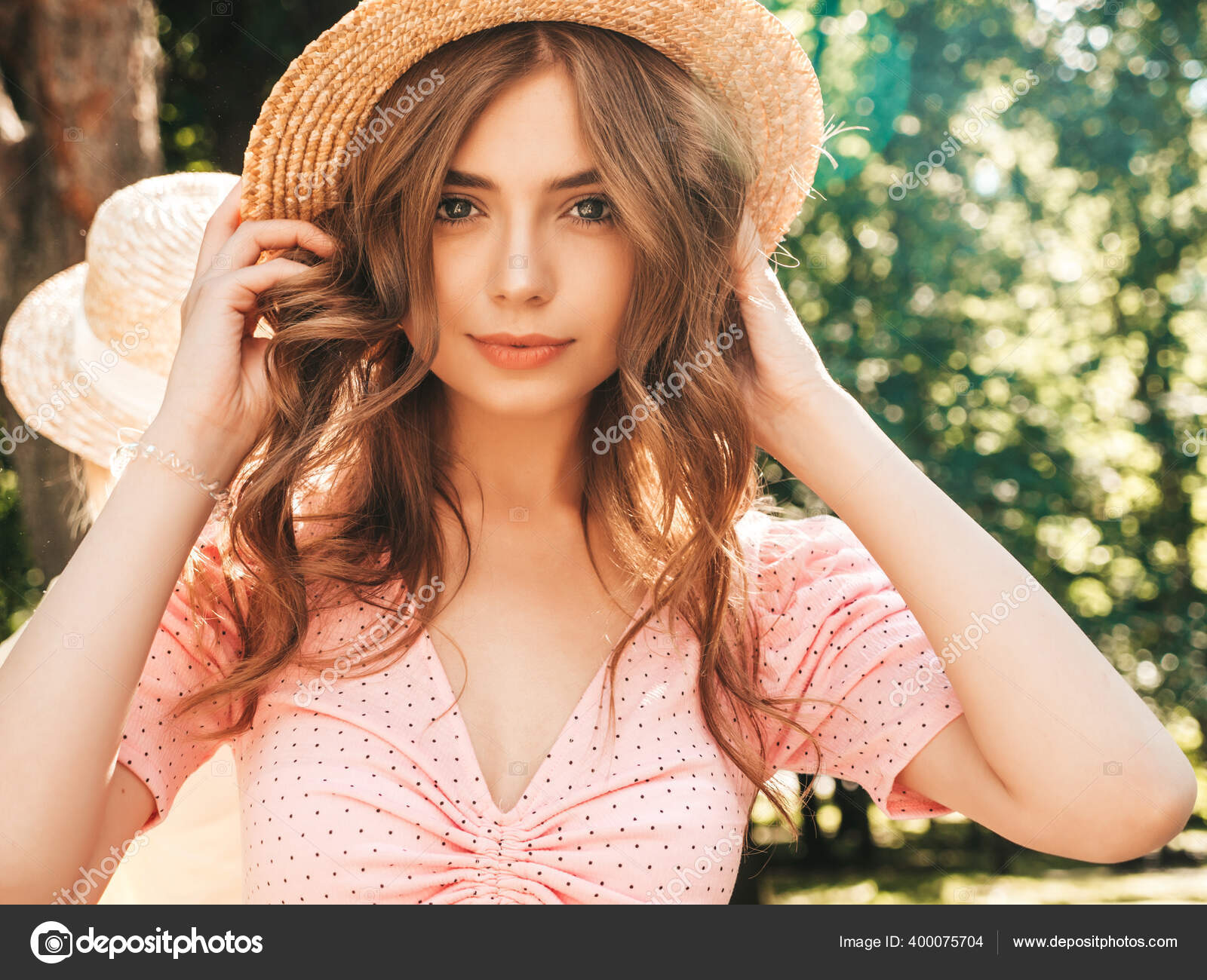 Portrait Young Beautiful Hipster Girl Trendy Summer Sundress Sexy ... Portrait Young Beautiful Hipster Girl Trendy Summer Sundress Sexy ...