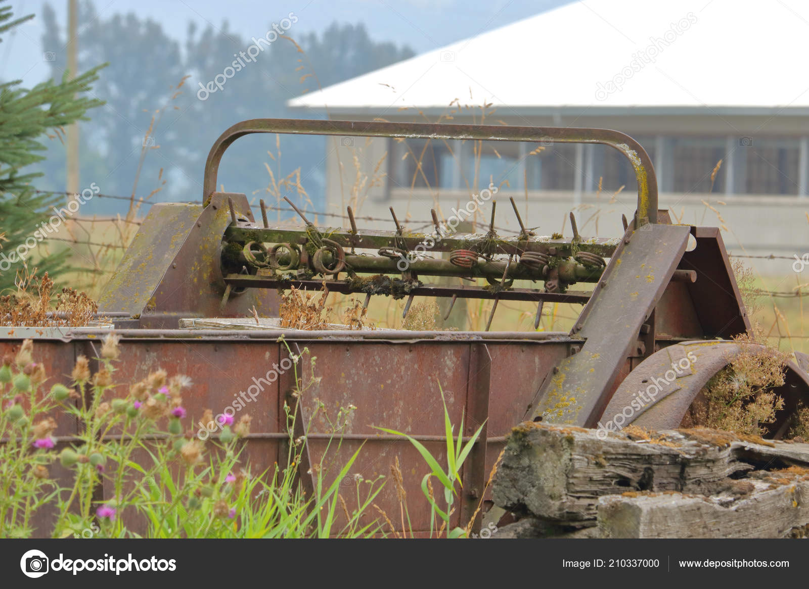 Close Vintage Rusted Hay Rake Circa 1920'S Abandoned Rural Field Stock ...