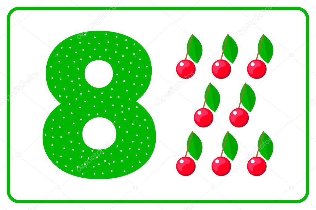 Cuenta para los niños. Ilustración vectorial. Bayas. Números de color ...