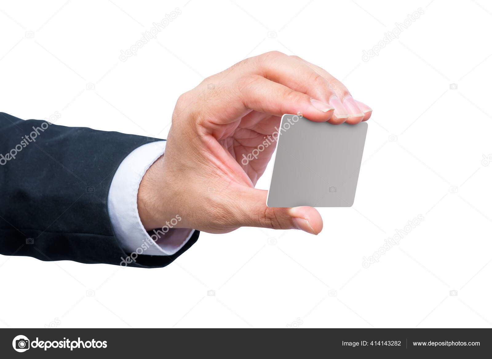 Businessman Showing Empty Card His Hand Isolated White Background ...