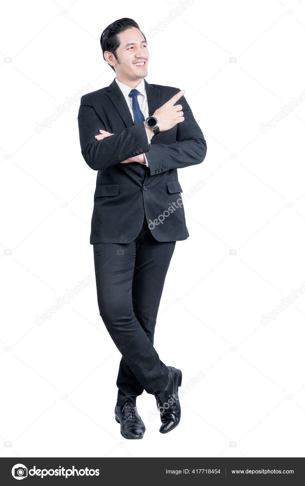 Asian Businessman Pointing Something Isolated White Background — Stock ... Asian Businessman Pointing Something Isolated White Background — Stock ...