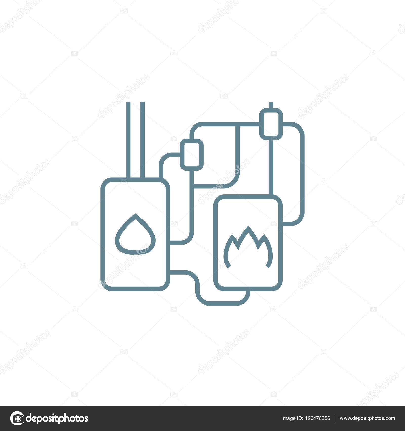 Autonomous heating system linear icon concept. Autonomous heating ...