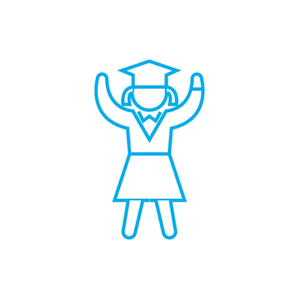 Graduation ceremony line icon concept. Graduation ceremony vector ...
