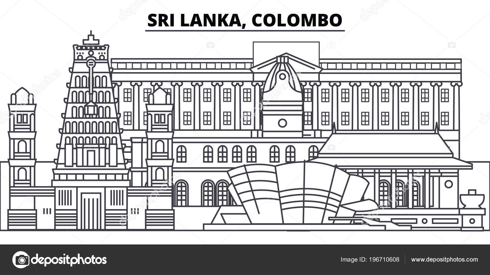 Sri lanka, colombo line skyline vektorillustration. sri lanka, kolombo ...