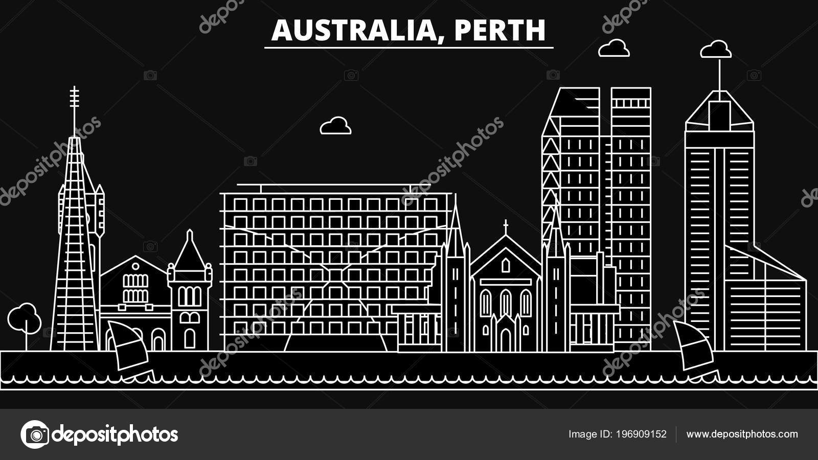Perth silhouette skyline. Australia - Perth vector city, australian ...
