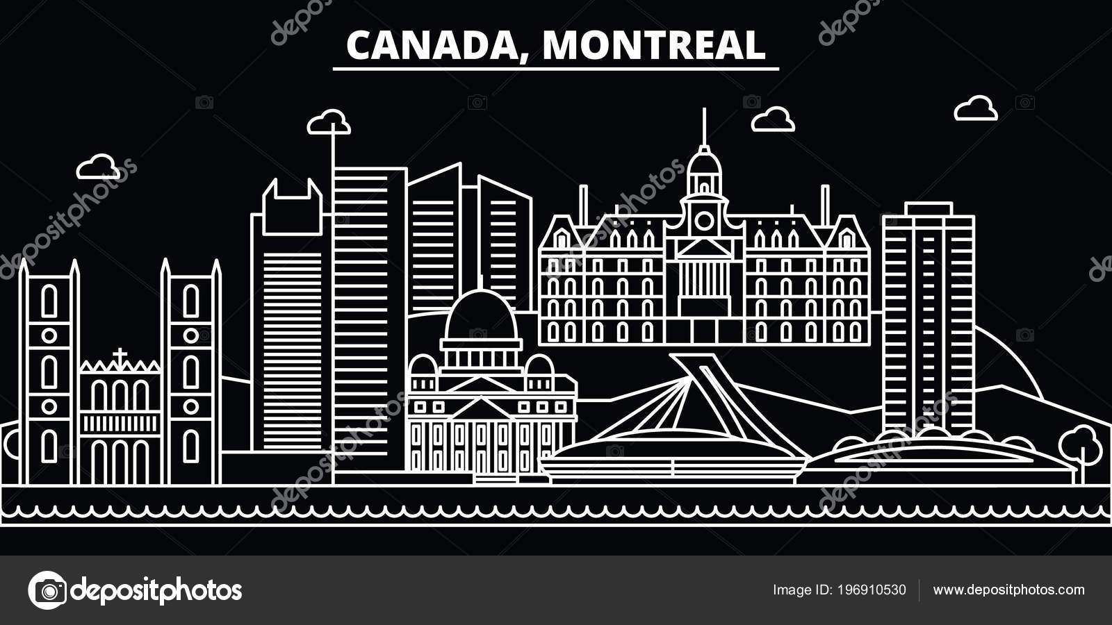 Montreal silhouette skyline. Canada - Montreal vector city, canadian ...