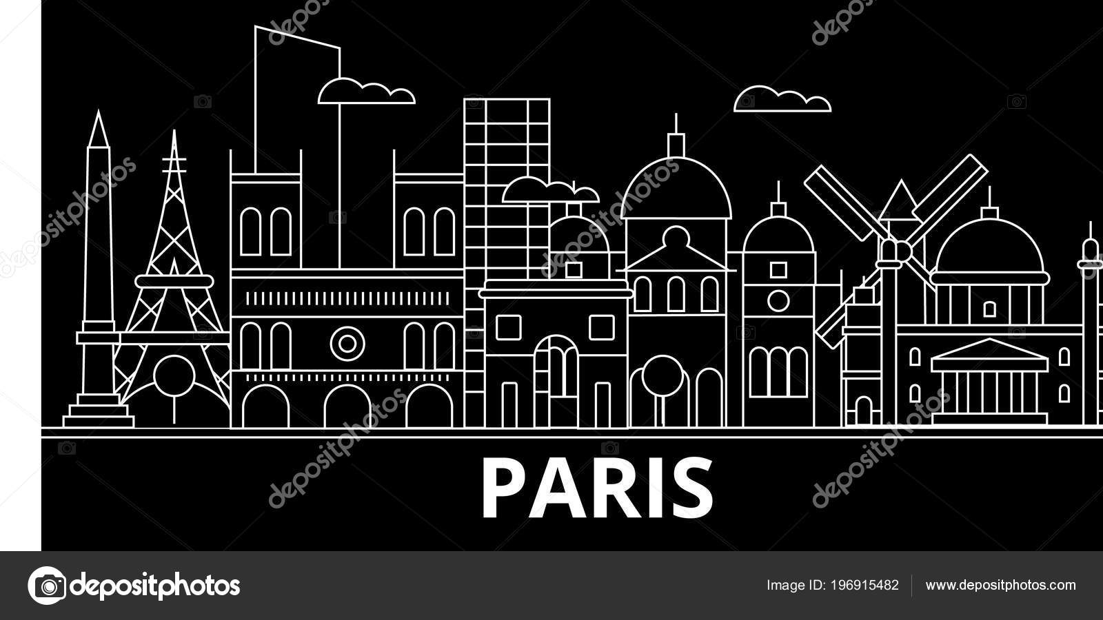 Paris silhouette skyline. France - Paris vector city, french linear ...
