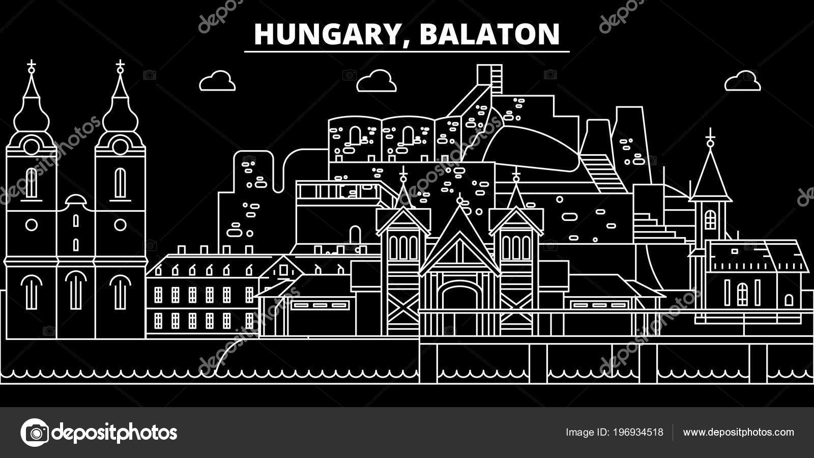 Balaton silhouette skyline. Hungary - Balaton vector city, hungarian ...