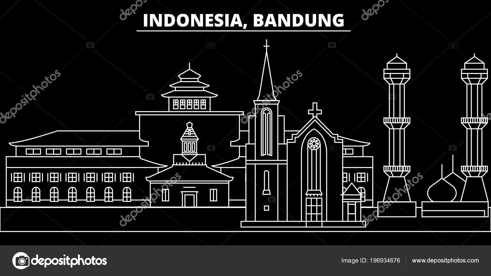 Bandung silhouette skyline. Indonesia - Bandung vector city, indonesian ...