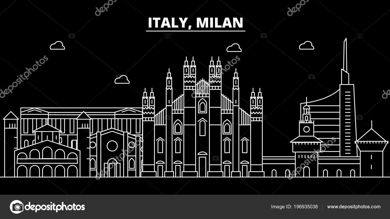 Milan city silhouette skyline. Italy - Milan city vector city, italian ...
