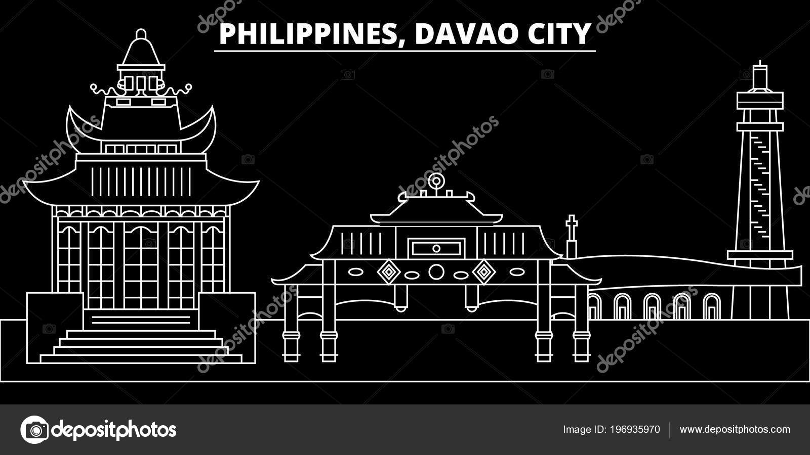 Image vectorielle Silhouette de Davao City skyline. Philippines - Davao ...