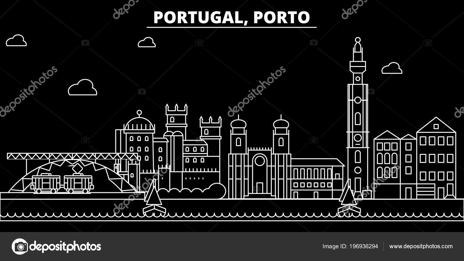 Porto silhouette skyline. Portugal - Porto vector city, portuguese ...