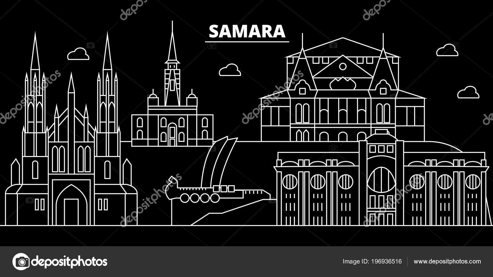 Samara silhouette skyline. Russia - Samara vector city, russian linear ...