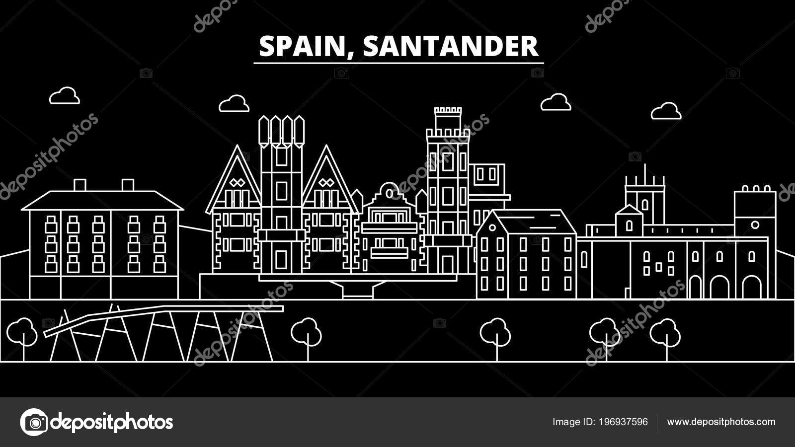 Santander silhouette skyline. Spain - Santander vector city, spanish ...