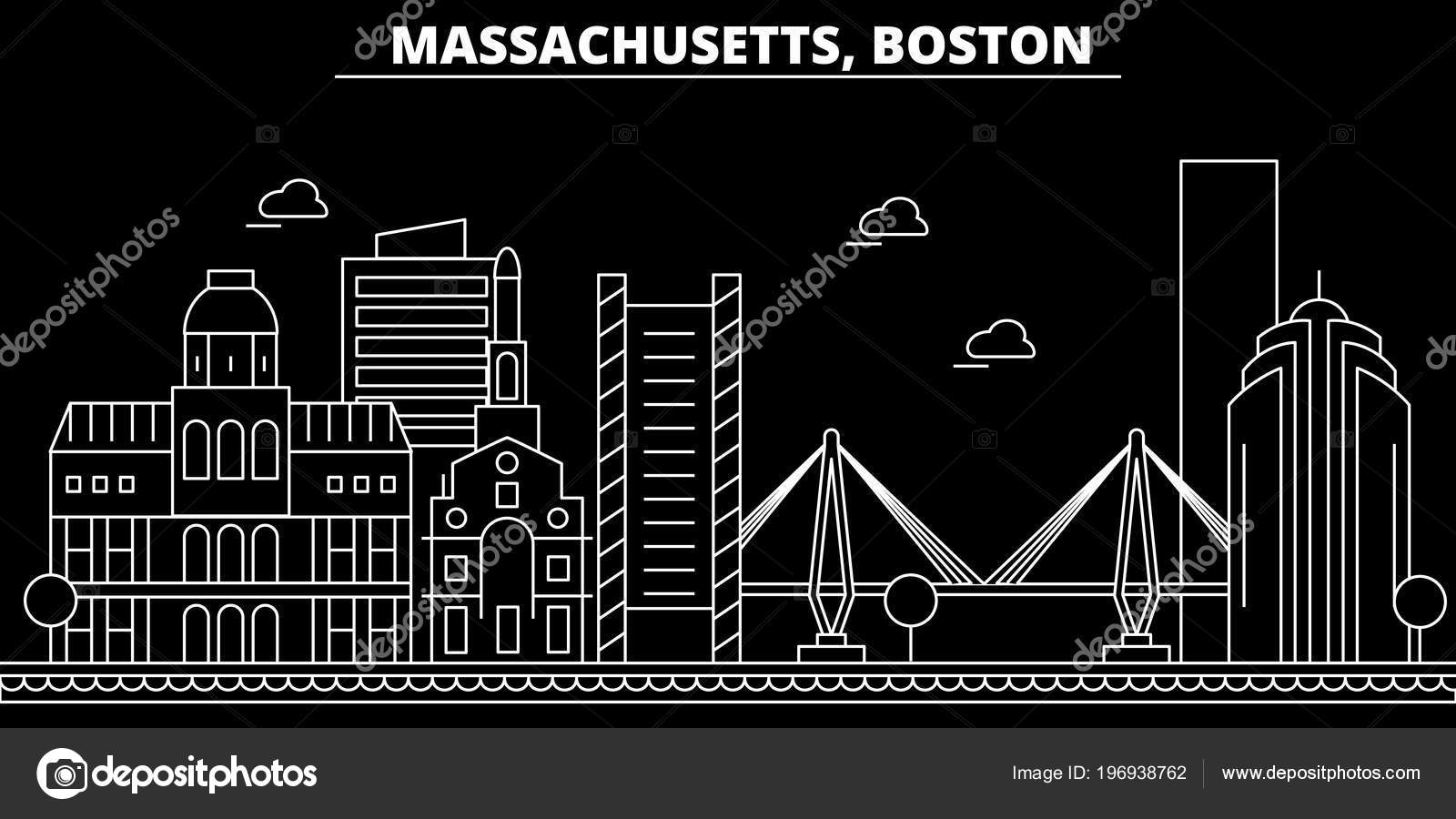 Boston silhouette skyline. USA - Boston vector city, american linear ...